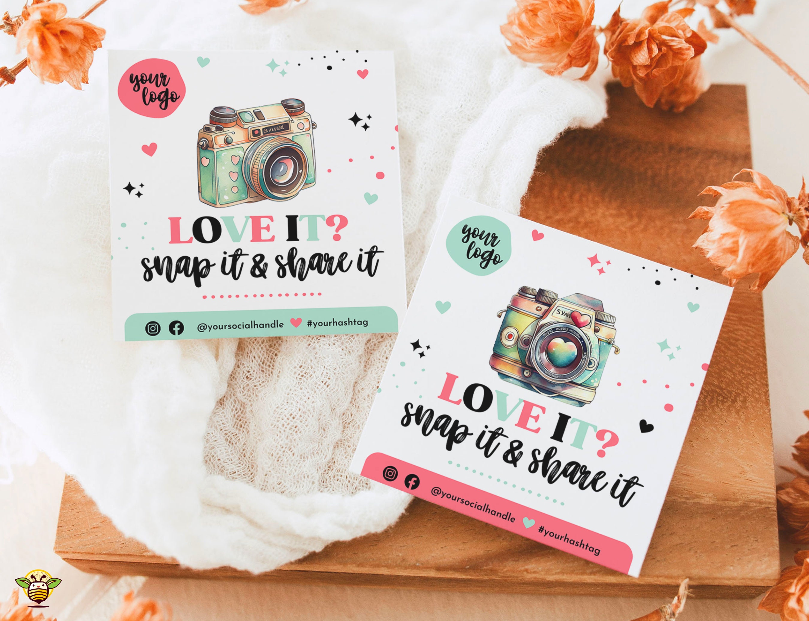 Editable Snap & Share Cards, TWO Designs, Canva Template, Instant ...
