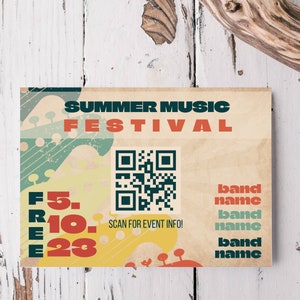 Editable 7" X 5" QR Code Postcard Template, QR Code Card Template, Qr ...