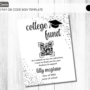 Editable QR Code Graduation Sign, Scan to Gift Qr Code Sign Template ...