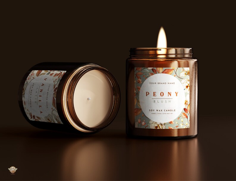 Cottage Core Candle Label Template Bundle, Floral Jar Labels (digital ...