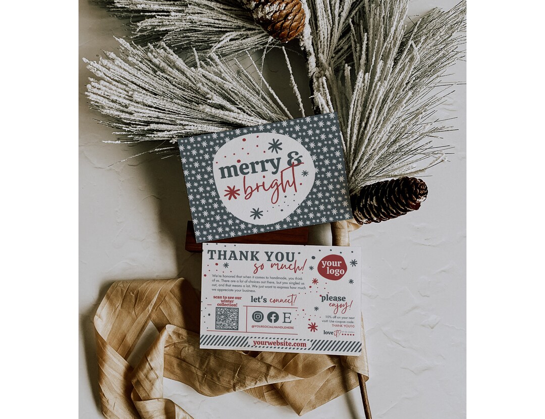 Holiday Thank You Card Template, Editable Thank You Card Template ...