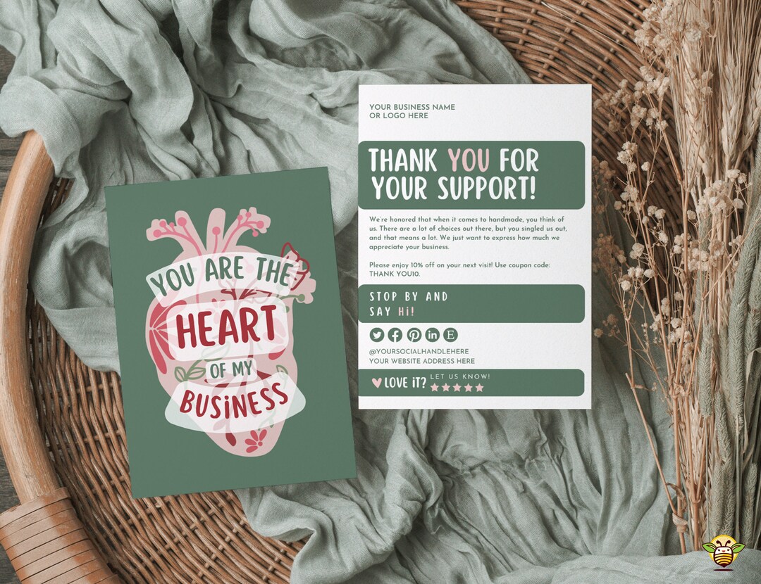 Thank You Card Template, Heart Thank You Card, DIY Thank You Card ...