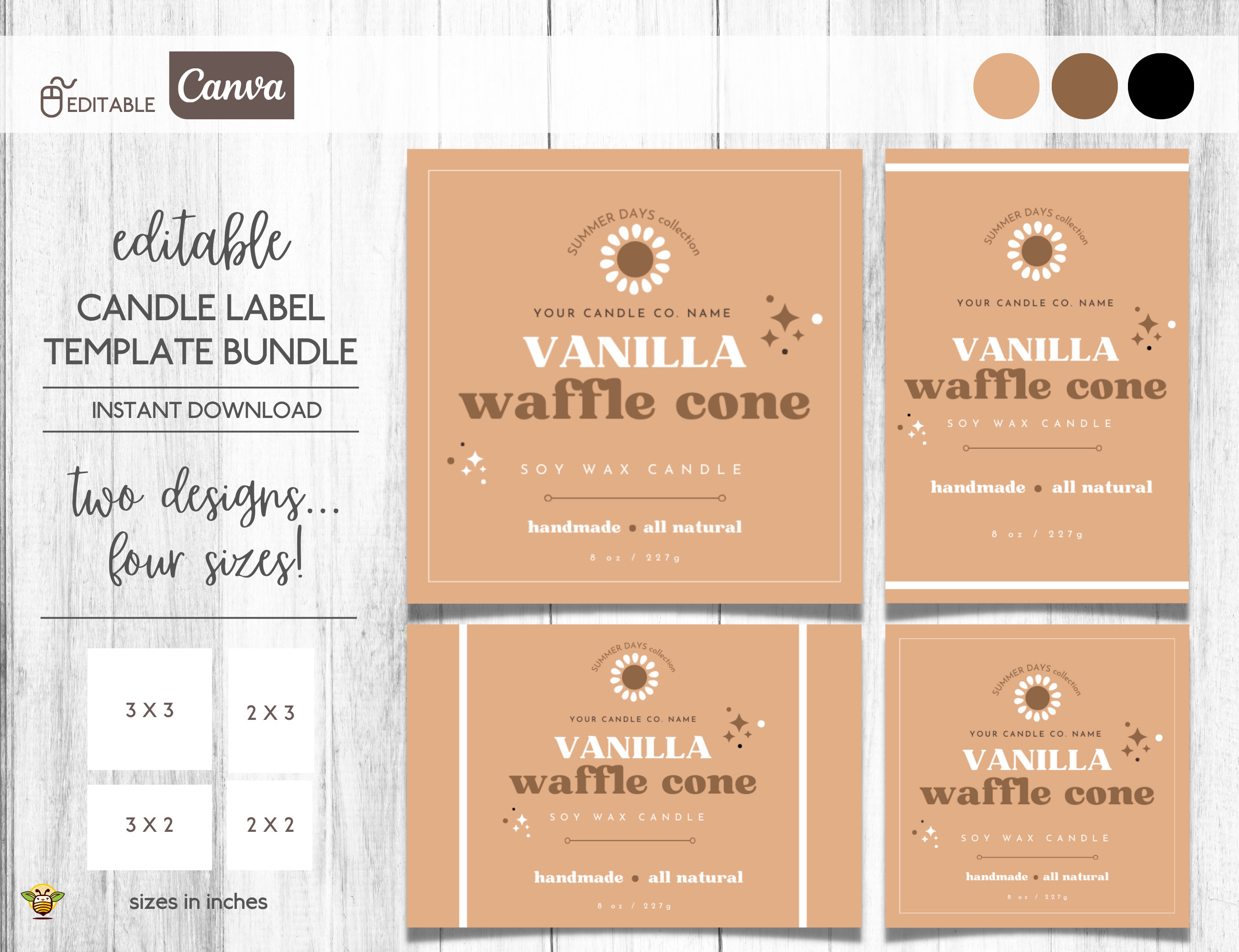 Editable Candle Label Template Bundle, Summer Theme Candle Labels ...