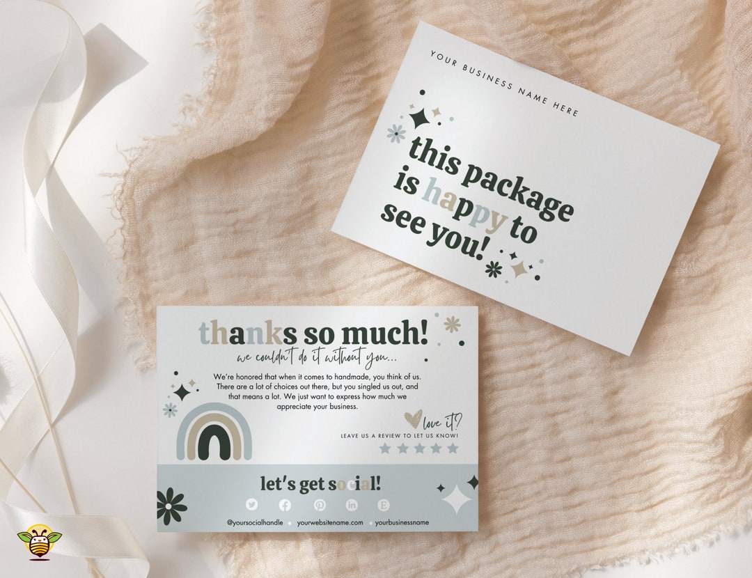 Thank You Card Template, Editable Thank You Card Template, Package ...