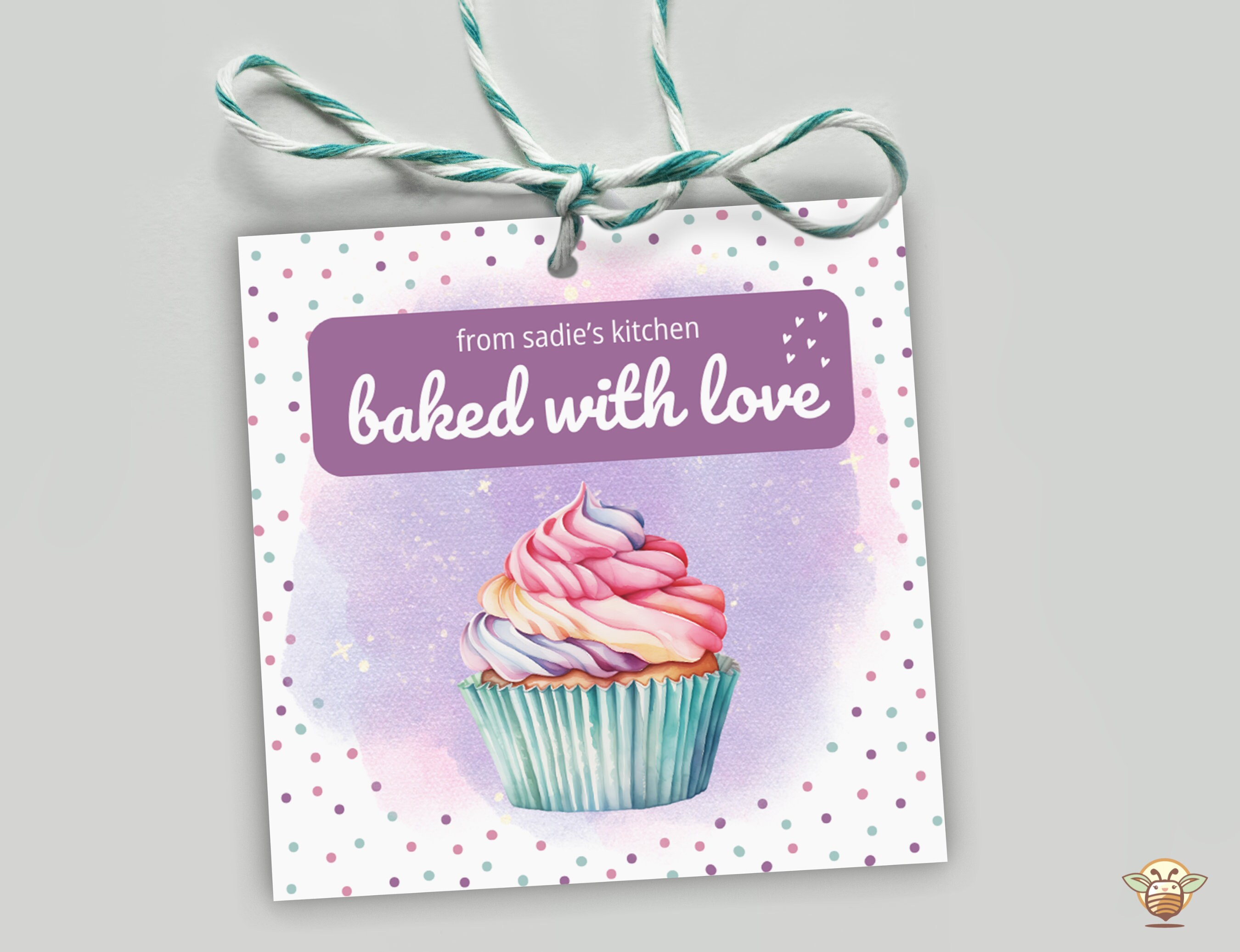 Baked With Love Hang Tag Template, Editable Hang Tag Template, Cupcake ...