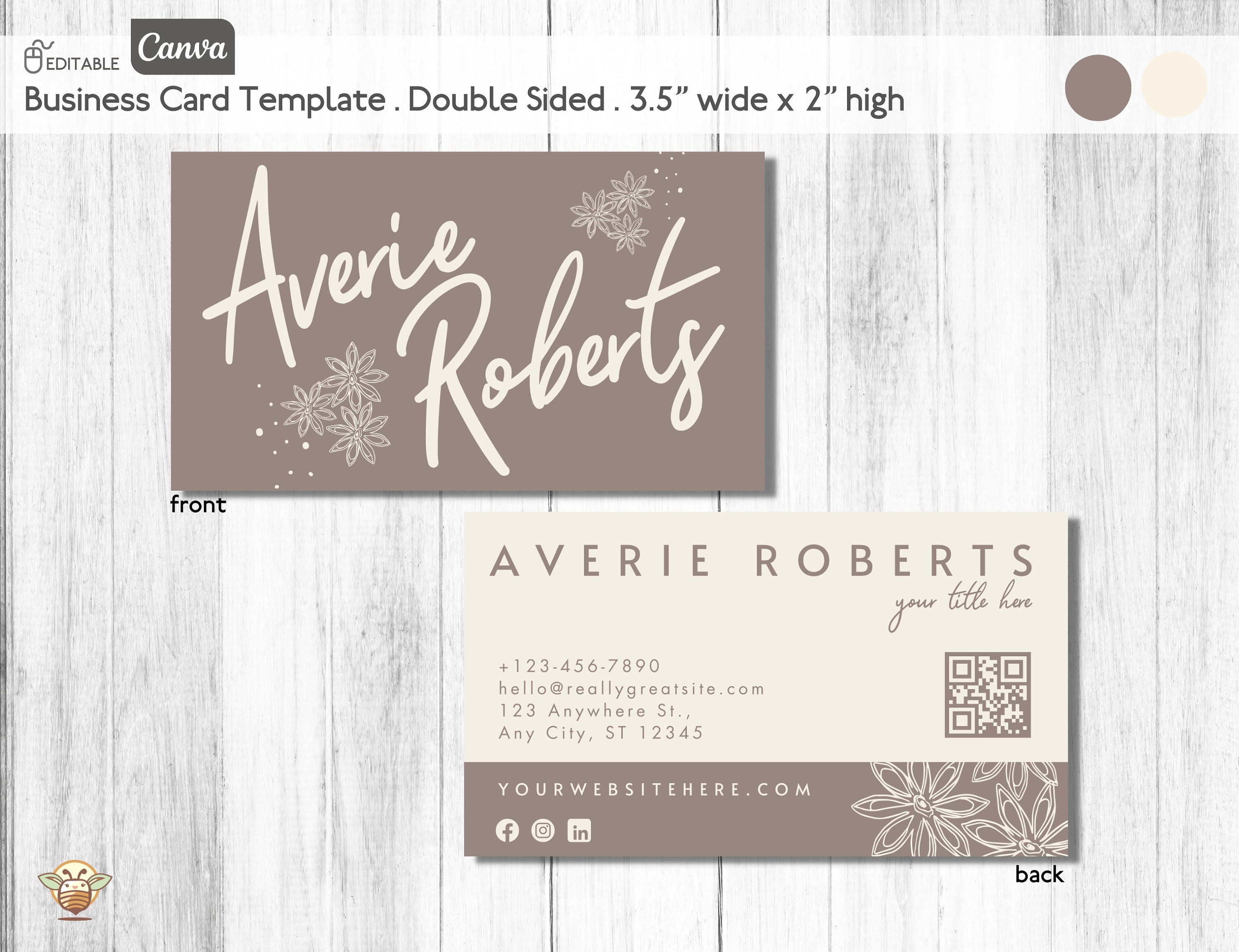 Modern Business Card Template, QR Code Business Card, Double Sided ...