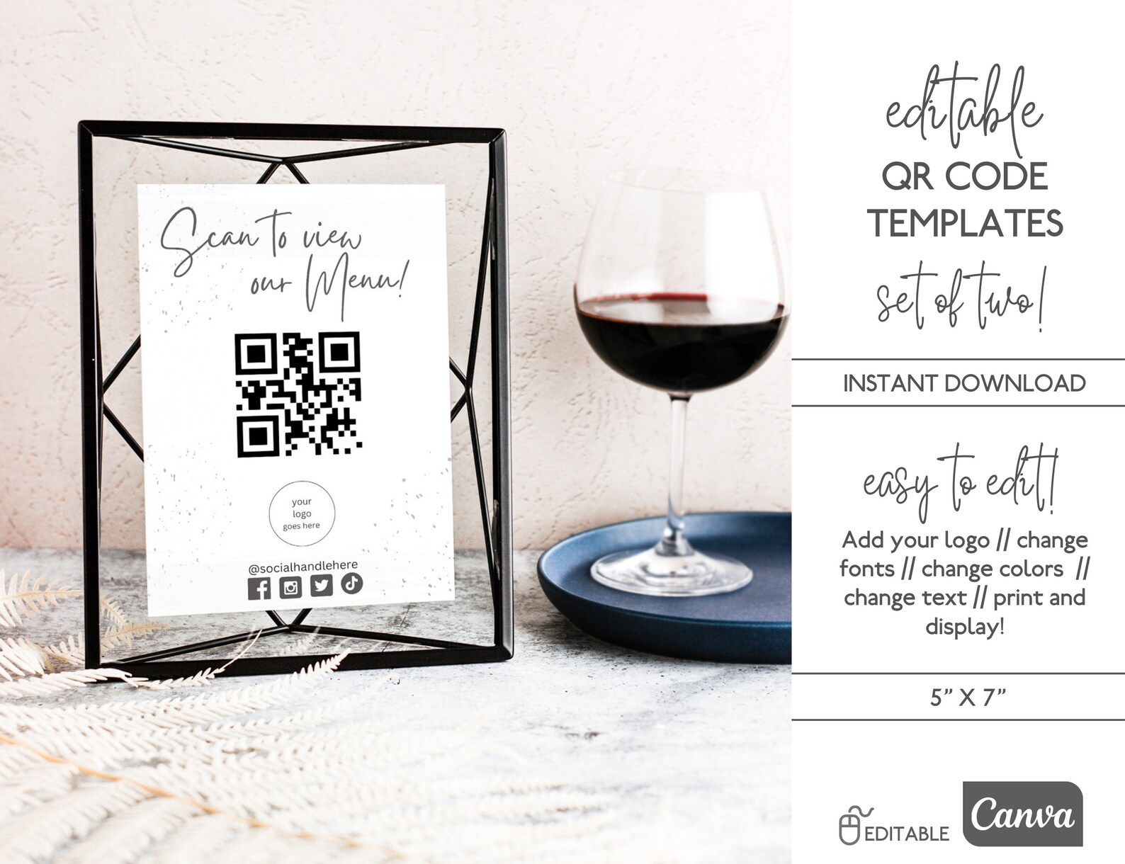 Editable QR Code Signs, Scan to Order, Scan to View Menu, Set of TWO ...