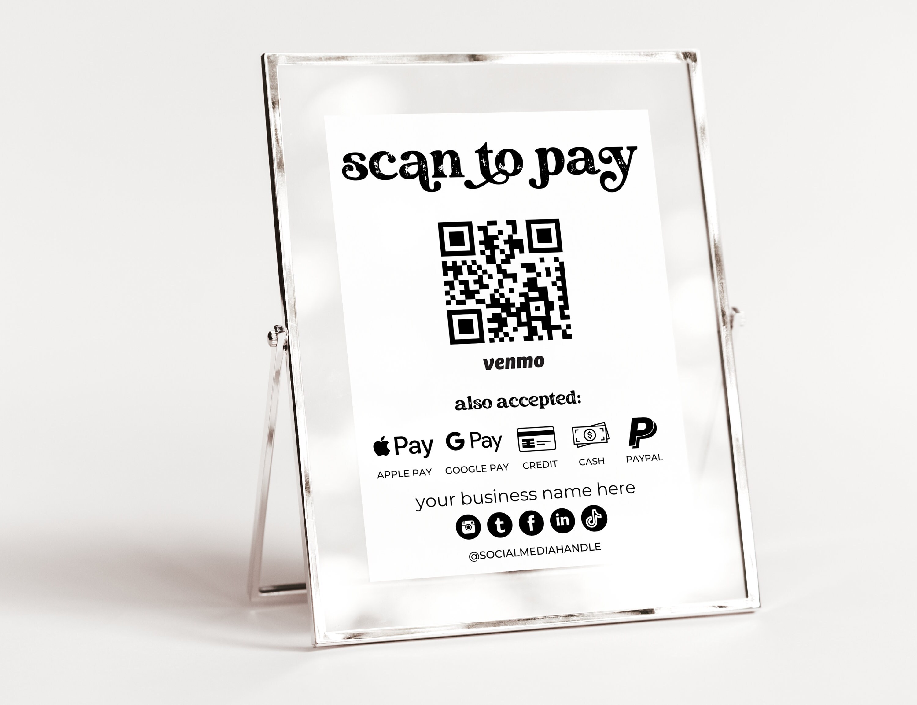 Editable QR Code Sign, Scan to Pay Qr Code Sign Template, Canva ...