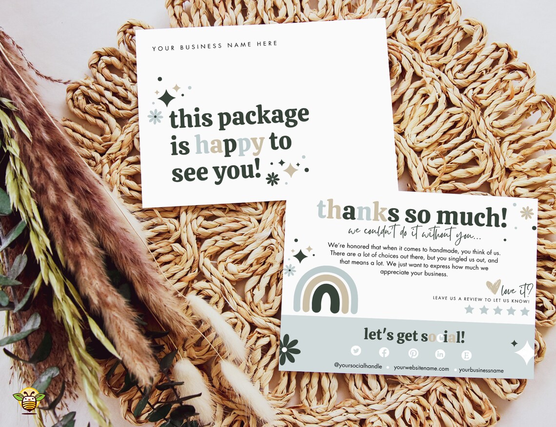 Thank You Card Template, Editable Thank You Card Template, Package ...