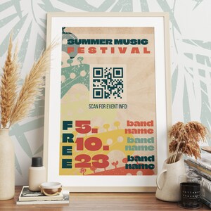 Editable Qr Code Flyer, Music Festival Qr Code Sign Template, Canva ...