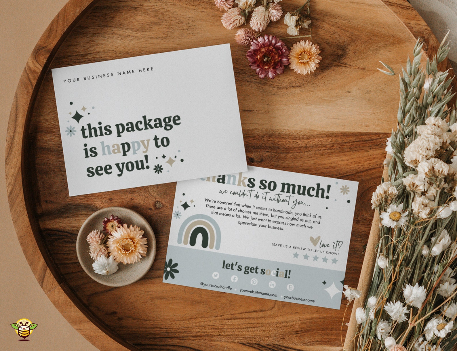 Thank You Card Template, Editable Thank You Card Template, Package ...