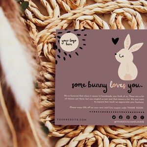 Easter Thank You Card Template, Rabbit Thank You Card, Small Business ...