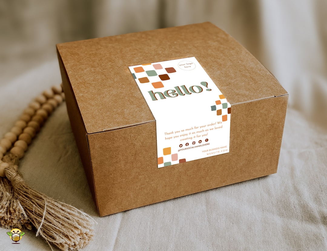 BOHO Box Label Template, Canva Template, Packaging Sticker, Box Sticker ...