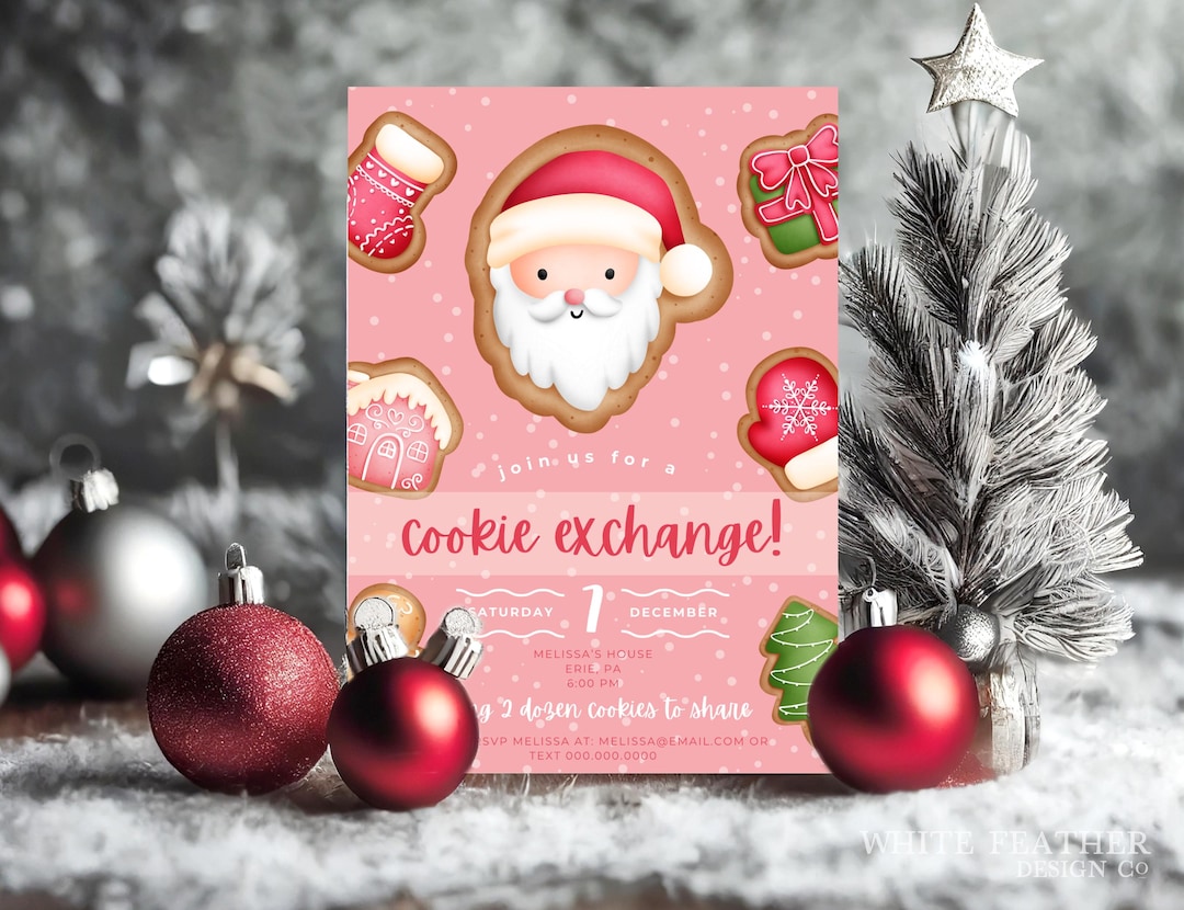 Holiday Cookie Exchange Invitation Template, Editable Invitation ...