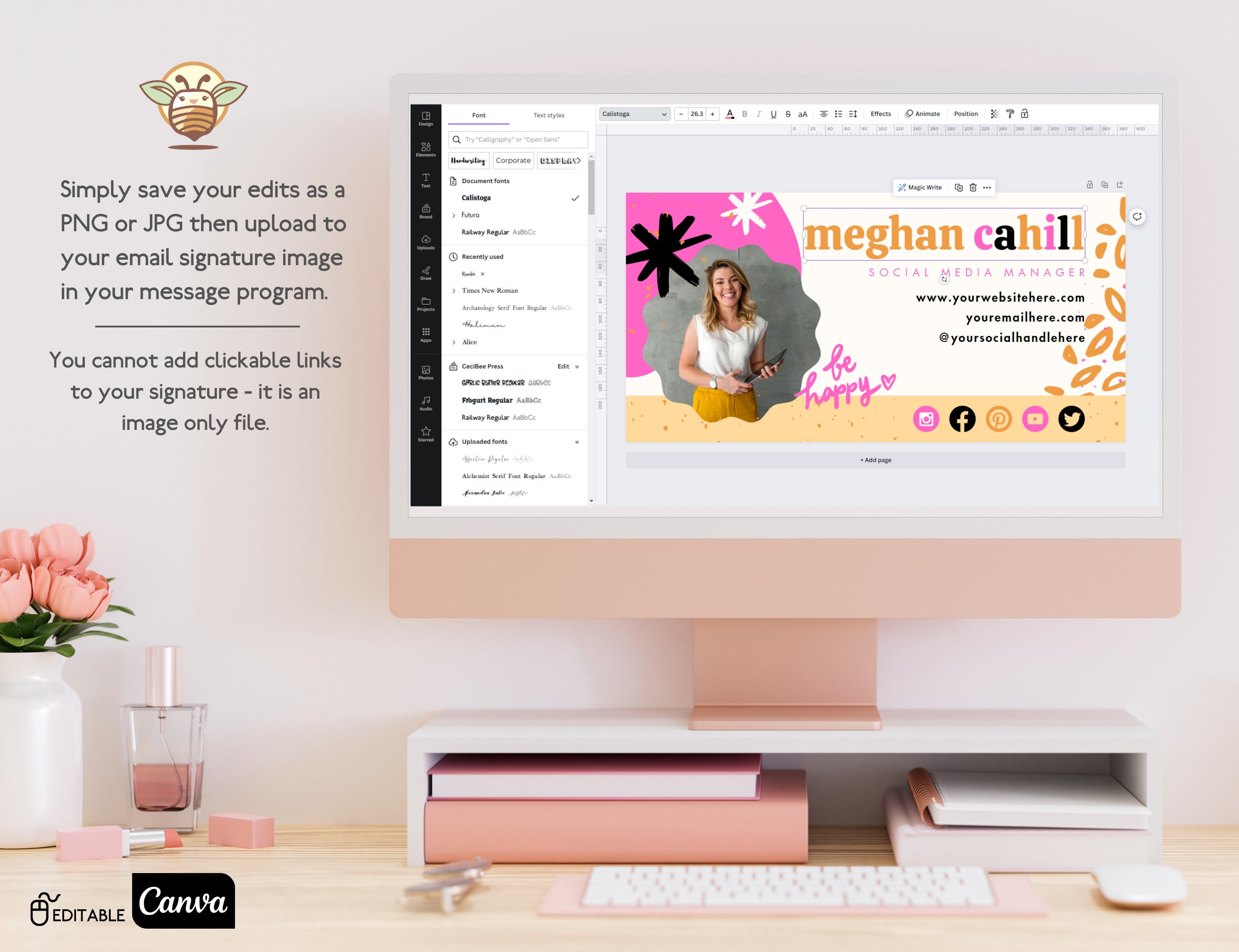 Editable Email Signature Template, Email Signature Template, Signature ...