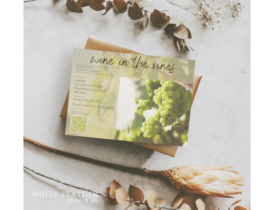Wine Party Invitation Template, Editable Invitation Template, Outdoor ...