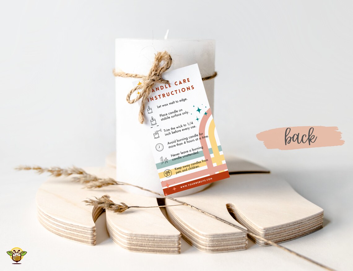 Editable Retro Hang Tag Template, Candle Care Label Template, Label ...