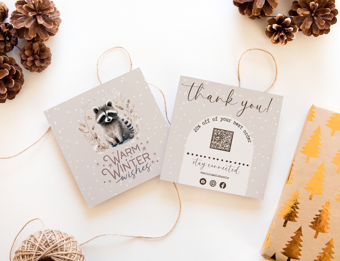 Winter Thank You Card Templates, Set of THREE Cards, Editable Winter ...