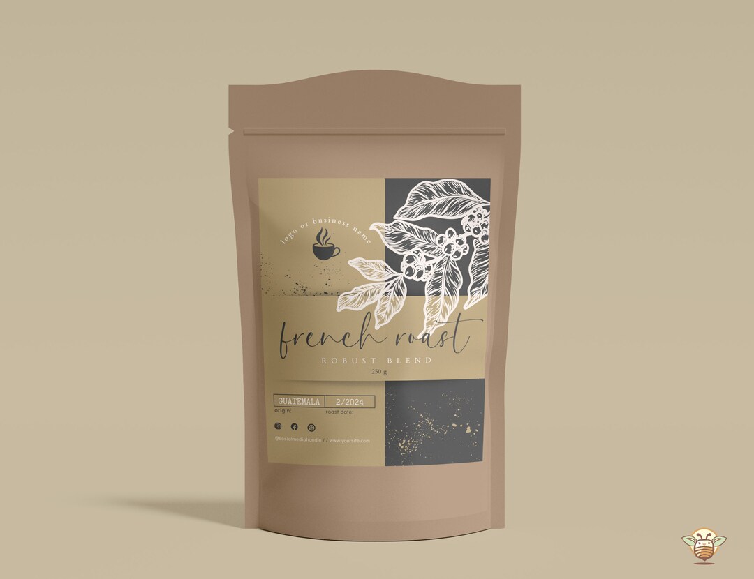 Editable Coffee Pouch Label Template, Product Pouch Template, Gorgeous ...
