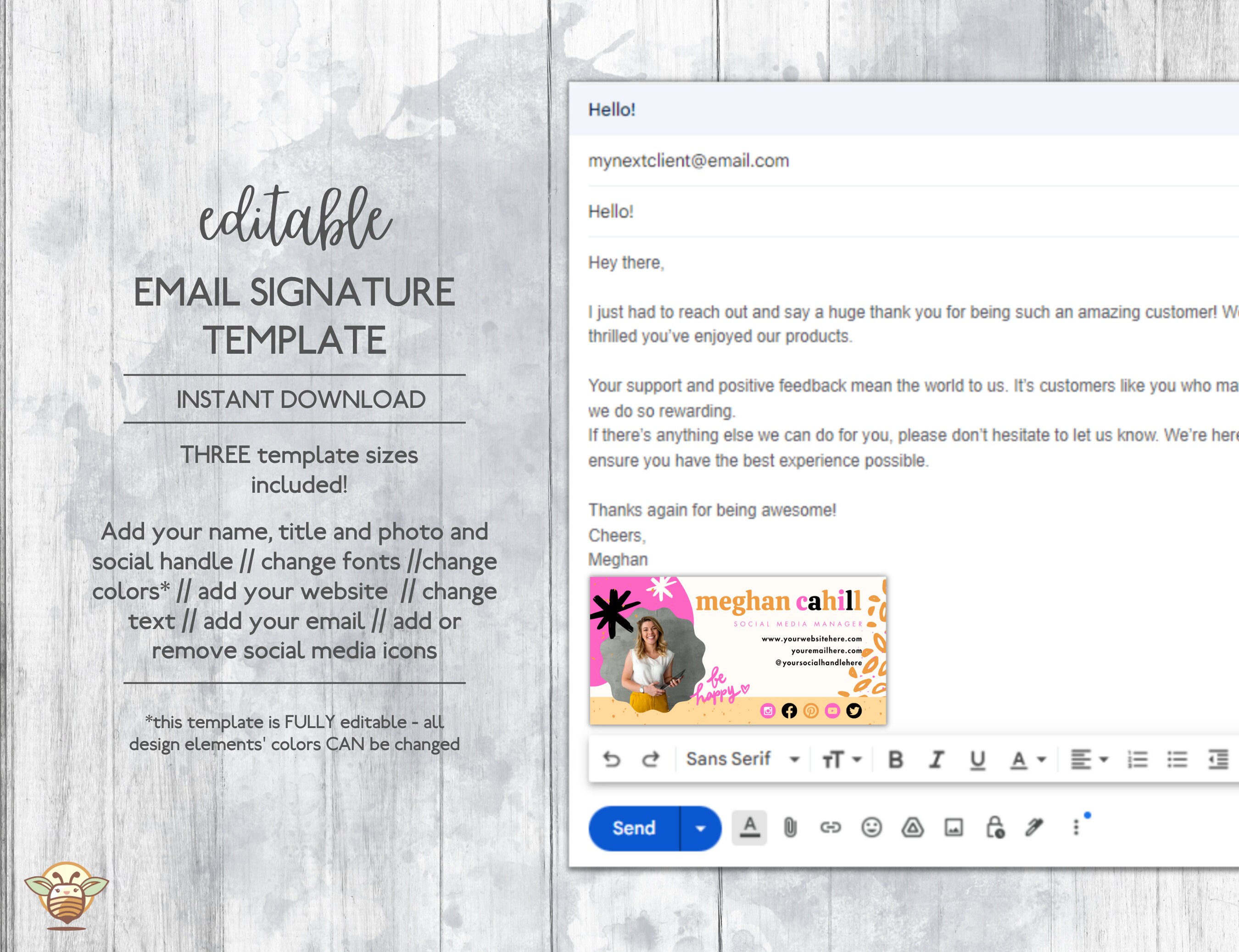 Editable Email Signature Template, Email Signature Template, Signature ...