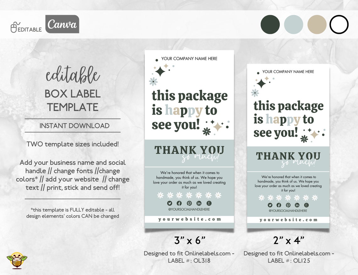 Fully Editable Box Label Template, Fun Box Label Template, Box Label ...