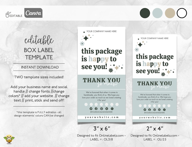 Fully Editable Box Label Template, Fun Box Label Template, Box Label ...