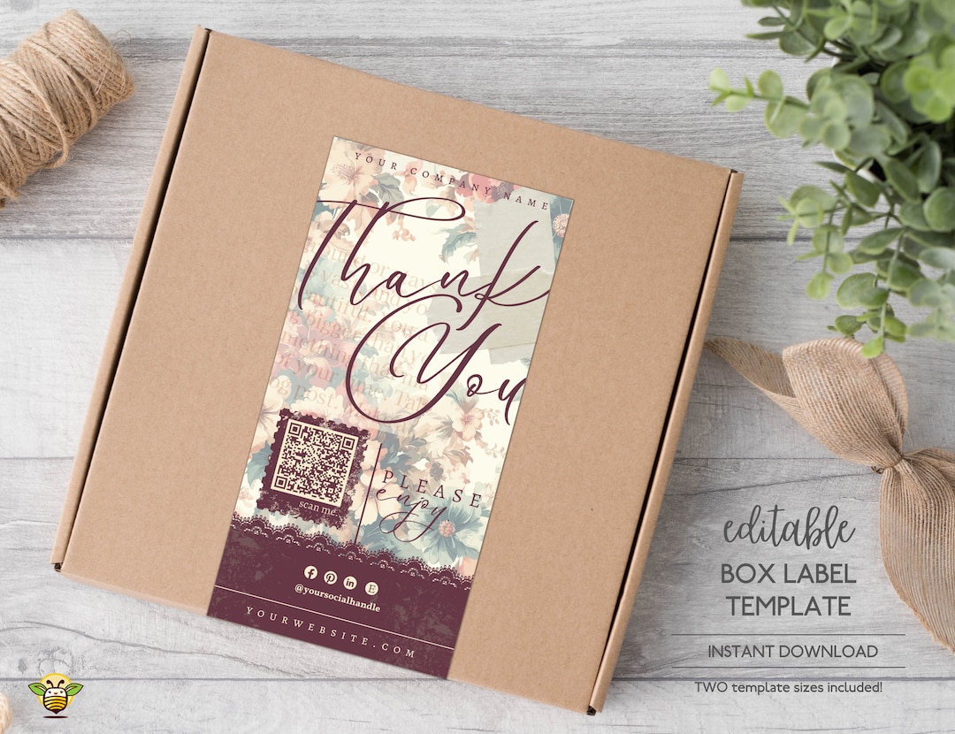 Vintage Box Label Sticker Template, QR Code Packaging Sticker ...