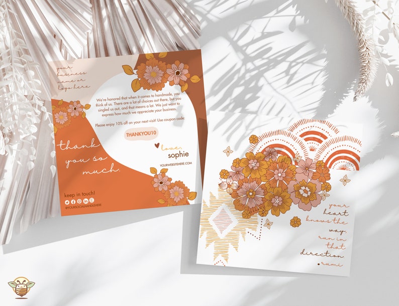 Boho Thank You Card Template, Frameable Art Thank You Card Template ...