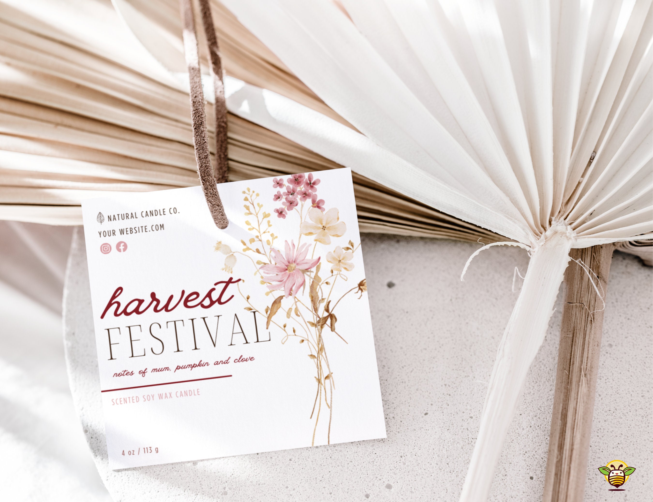 Autumn Candle Hang Tag Template Set of FOUR Hang Tag - Etsy