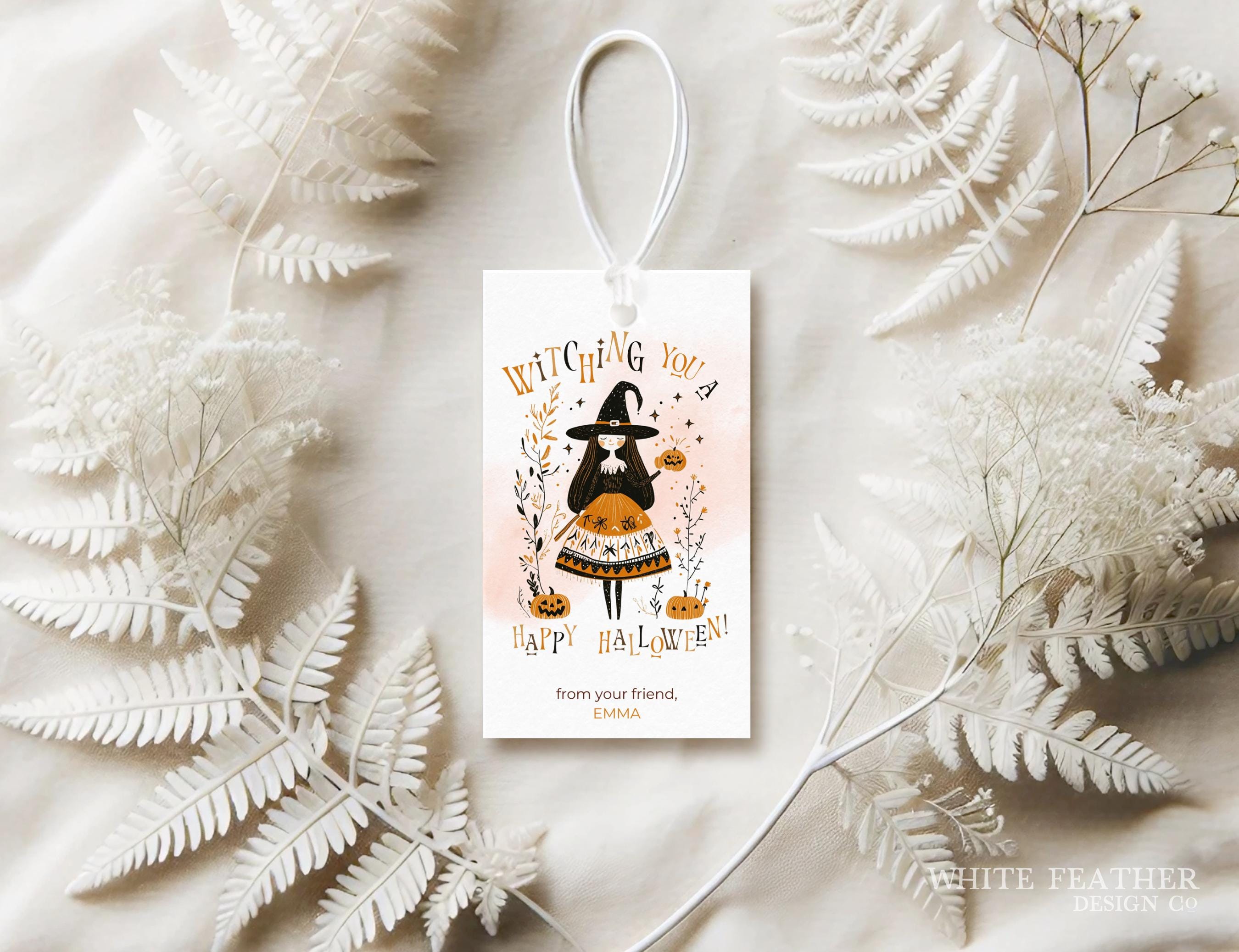Cute Witch Gift Tag Template, Halloween Editable Gift Tag, Personalized ...