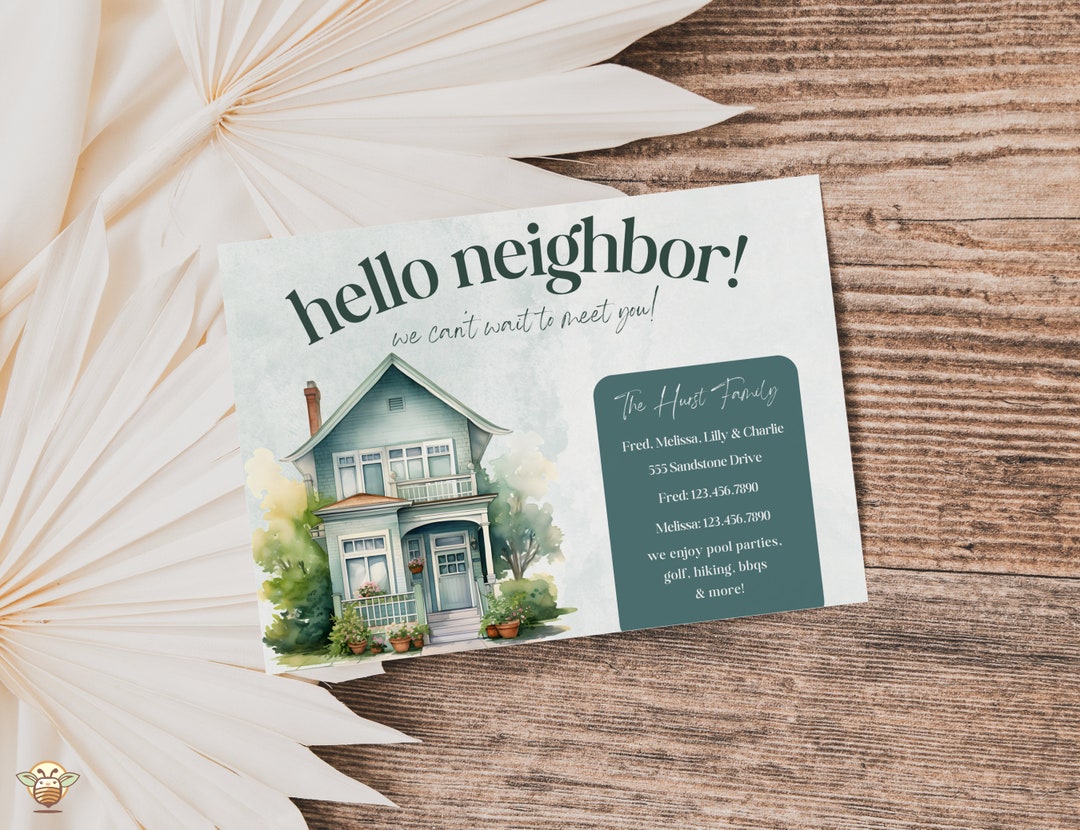 Welcome Neighbor Card Template, Cute Housewarming Card Template, Canva ...