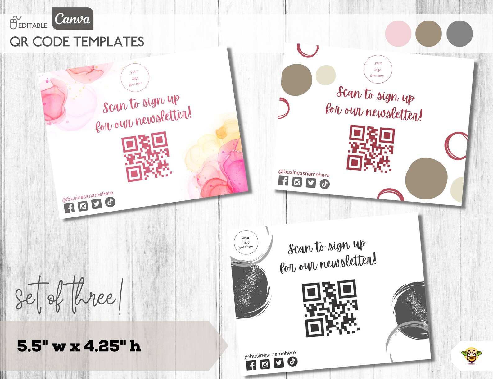 Editable QR Code Signs, Scan for Newsletter Signup, Set of THREE ...
