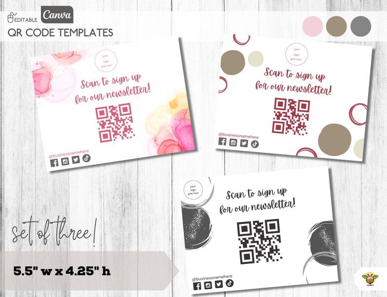 Editable QR Code Signs, Scan for Newsletter Signup, Set of THREE ...