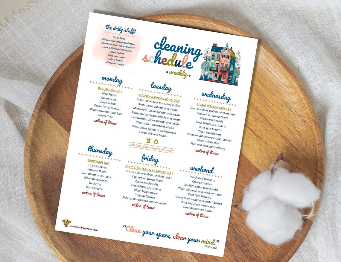 Editable Cleaning Schedule, Printable Cleaning Schedule, Cleaning Schedule Template, Canva ...