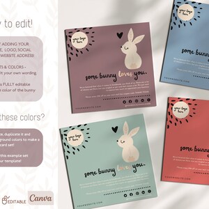 Easter Thank You Card Template, Rabbit Thank You Card, Small Business ...