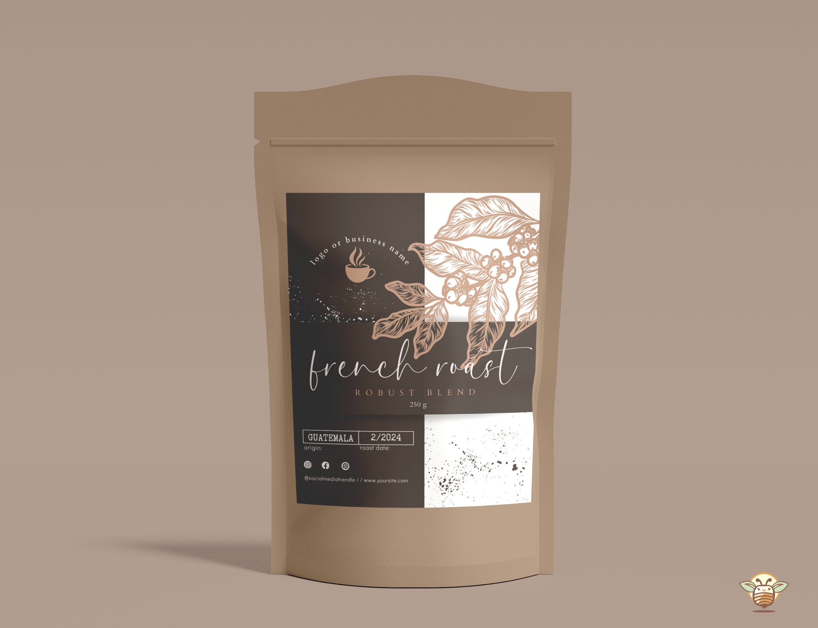 Editable Coffee Pouch Label Template, Product Pouch Template, Gorgeous ...