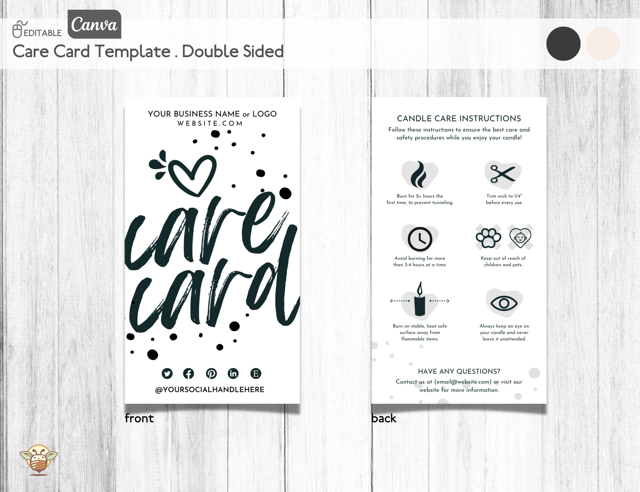 Editable Candle Care Card, Small Business Care Card, Candle Care Card ...