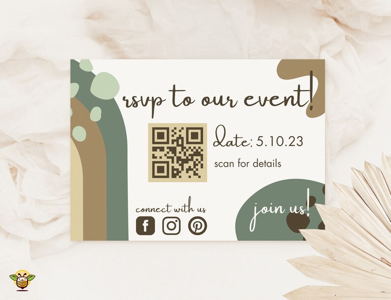 Editable 3 1/2" X 5" QR Code Postcard Template, QR Code Card Event ...