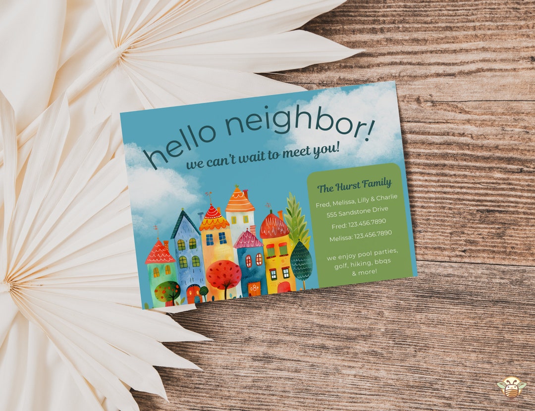 Welcome Neighbor Card Template, Cute Housewarming Card Template, Canva ...