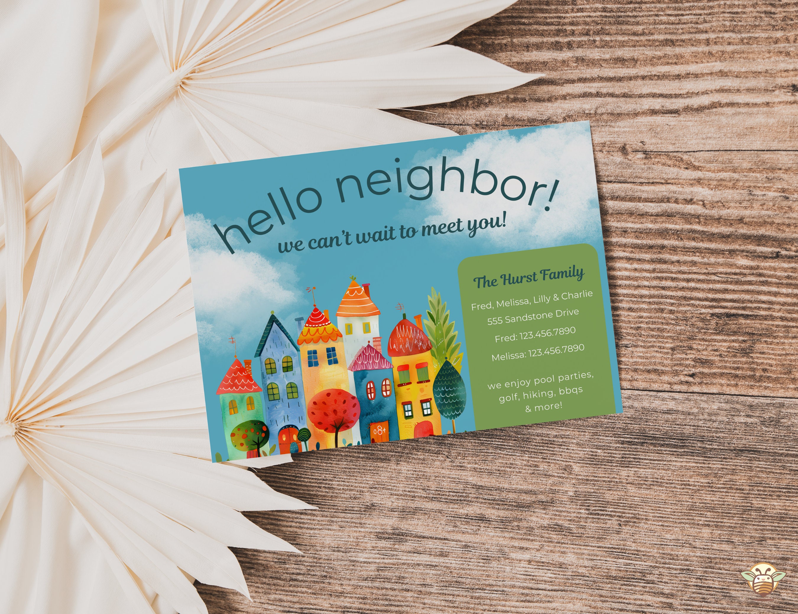 Welcome Neighbor Card Template, Cute Housewarming Card Template, Canva ...