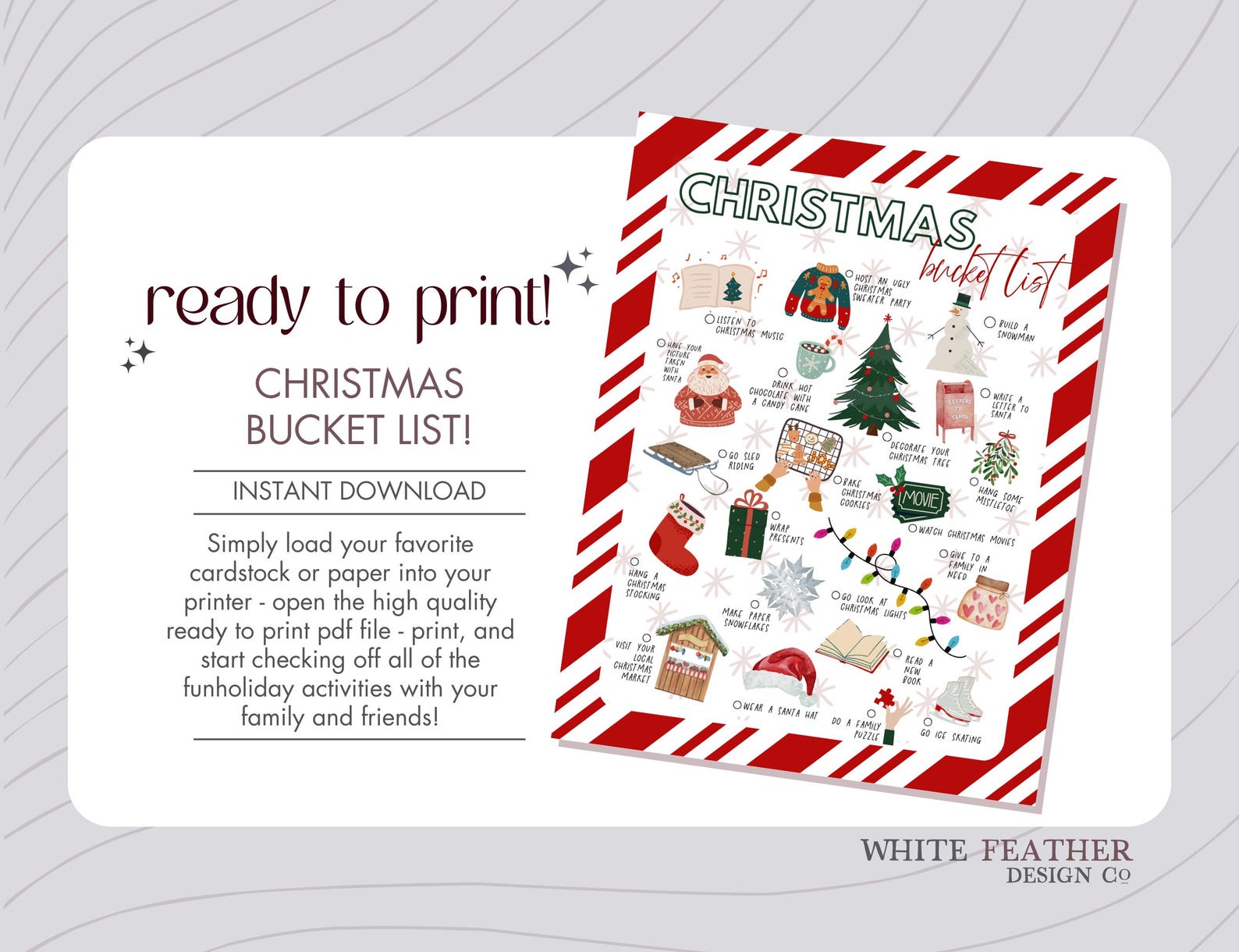 Printable Christmas Bucket List, Christmas to Do List, Ready to Print ...