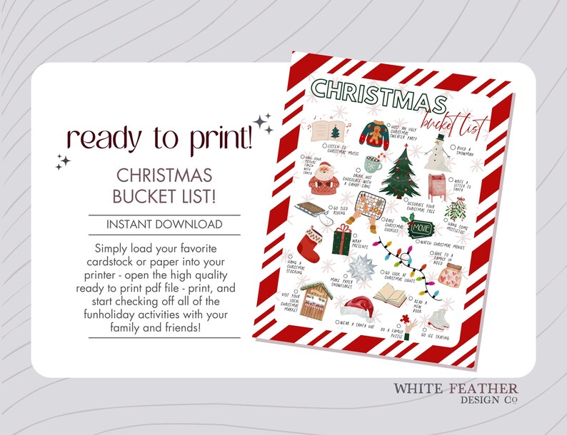 Printable Christmas Bucket List, Christmas to Do List, Ready to Print ...