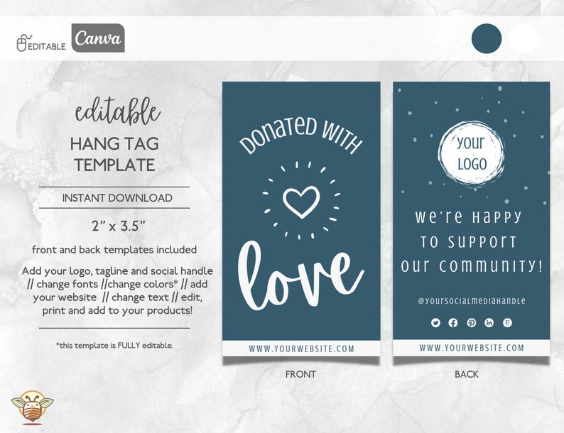 Editable Donation Hang Tag Template, Donation Basket Hang Tag, Tag ...