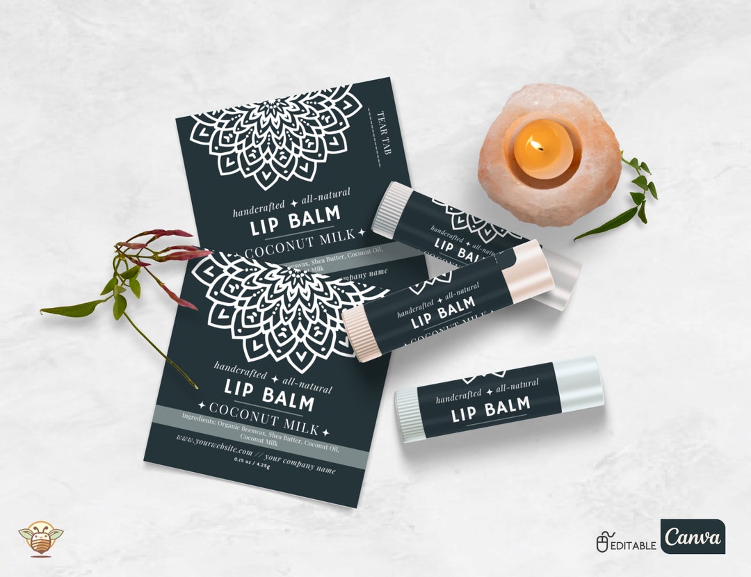 Editable Lip Balm Label Template, Mandala Lip Balm Wrap Packaging ...