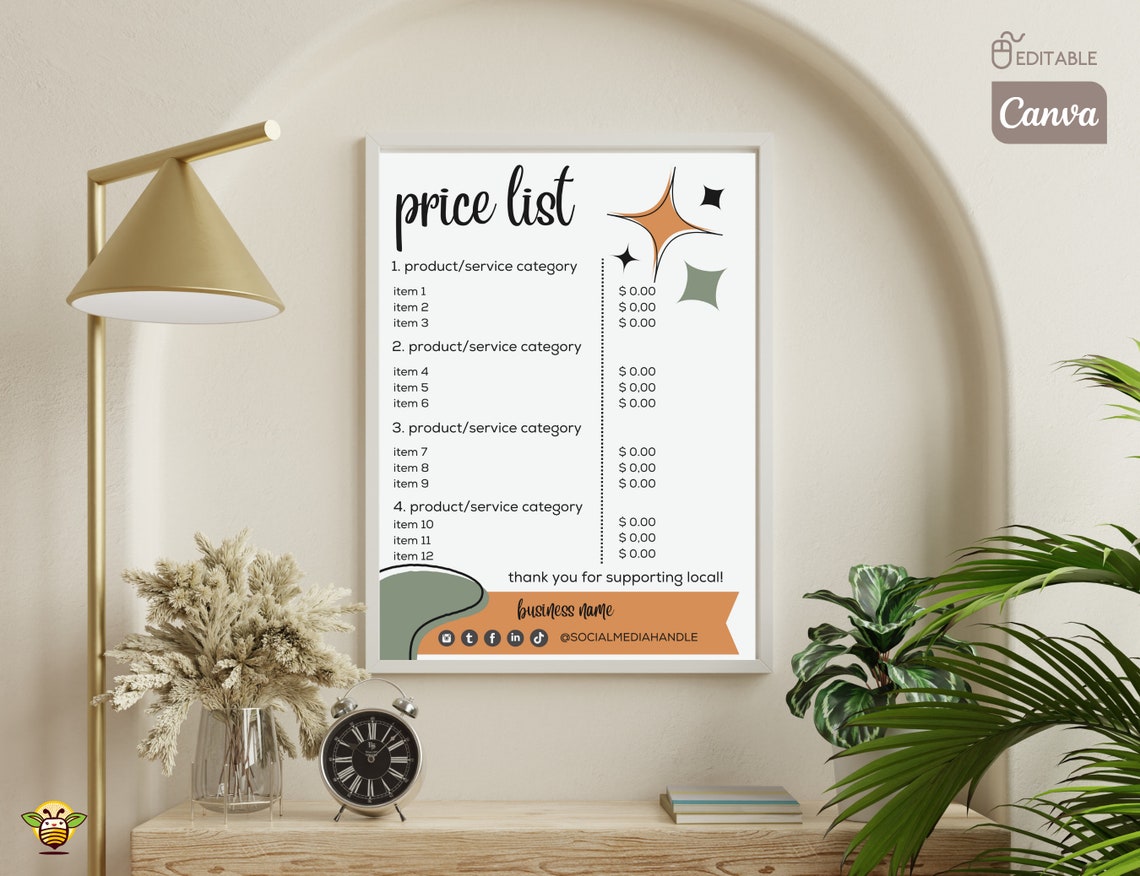 Editable Scan to Pay and Price List Templates, TWO Designs Included ...