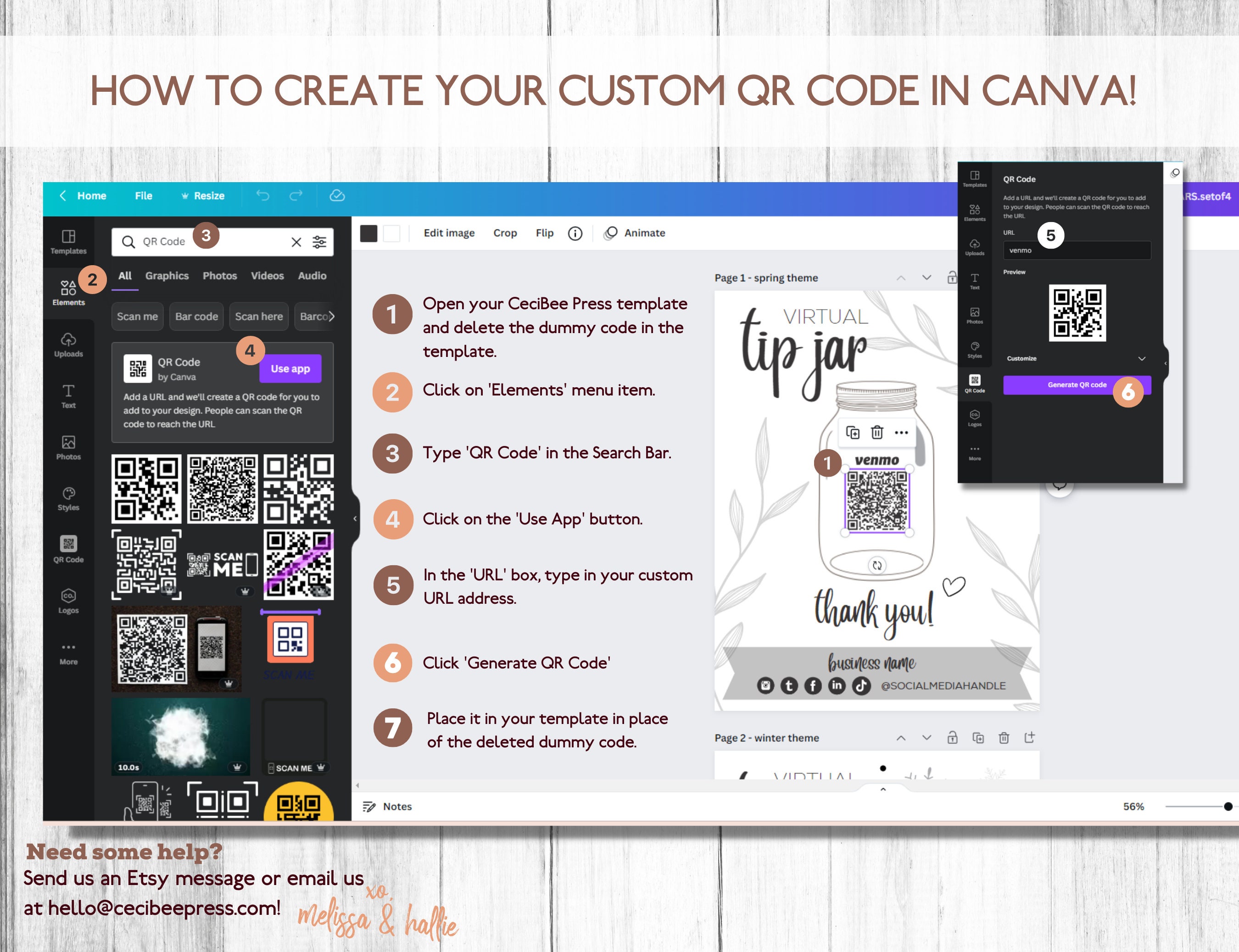 Editable 3 1/2 X 5 QR Code Postcard Template QR - Etsy
