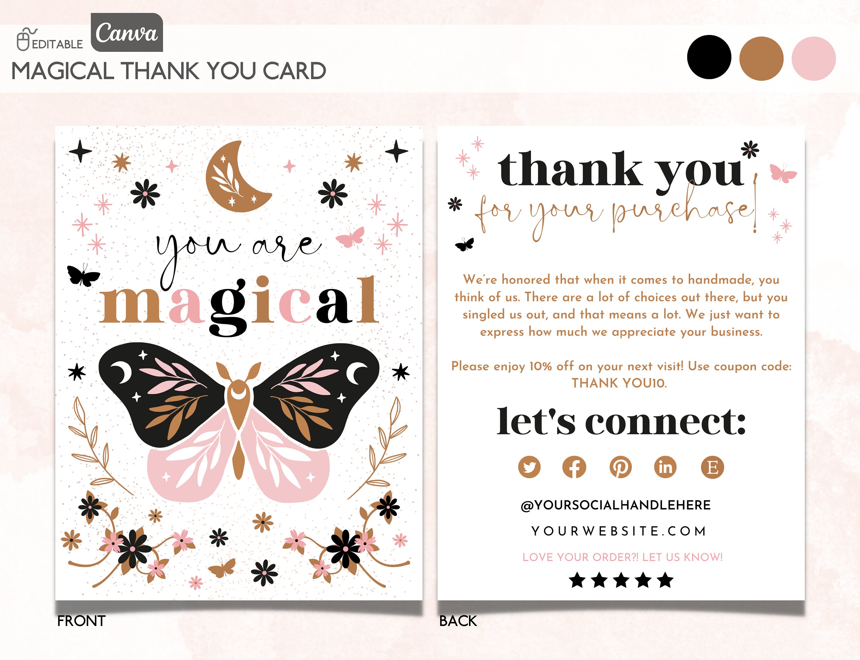 Printable Thank You Card, Butterfly Thank You, DIY Thank You Template ...