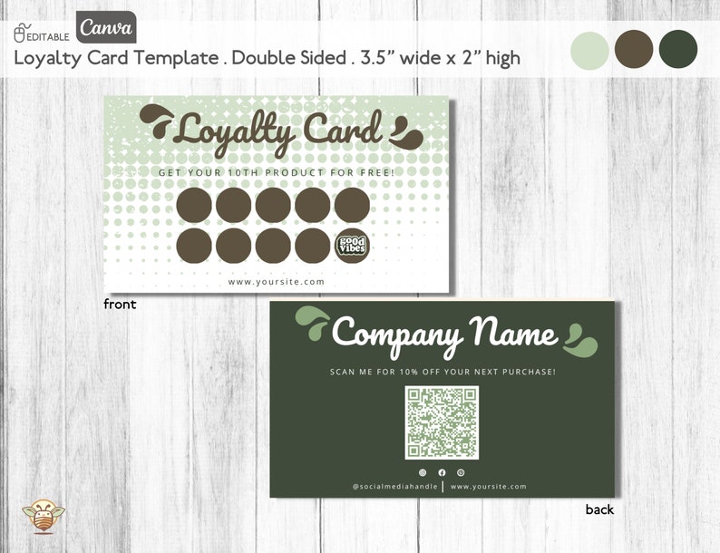 Editable Loyalty Card Template, Double Sided (canva, 3.5x2") - Etsy
