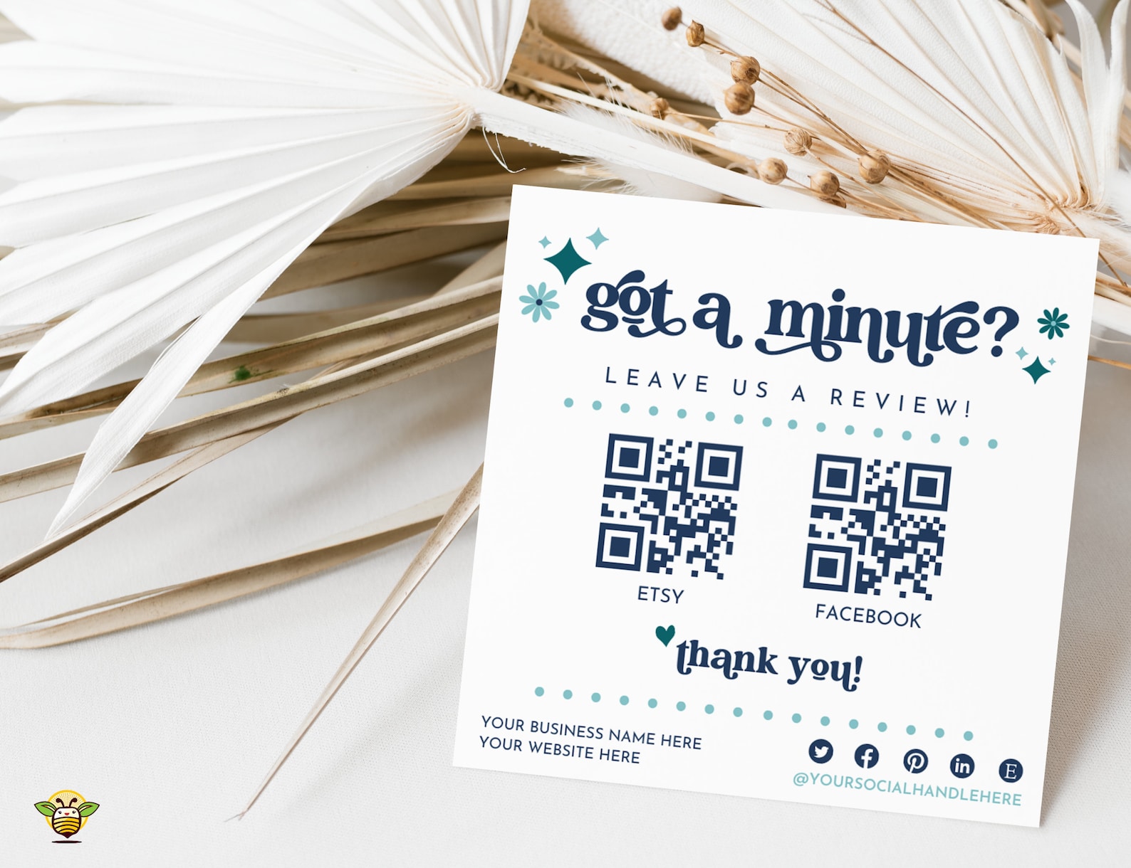 Editable Review Card Template QR Code Card Package Insert - Etsy