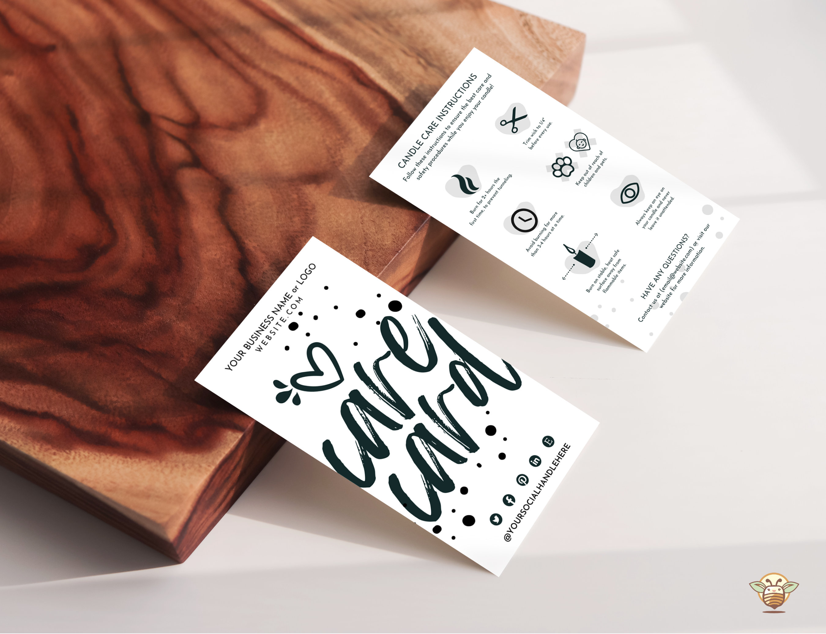 Editable Candle Care Card, Small Business Care Card, Candle Care Card ...